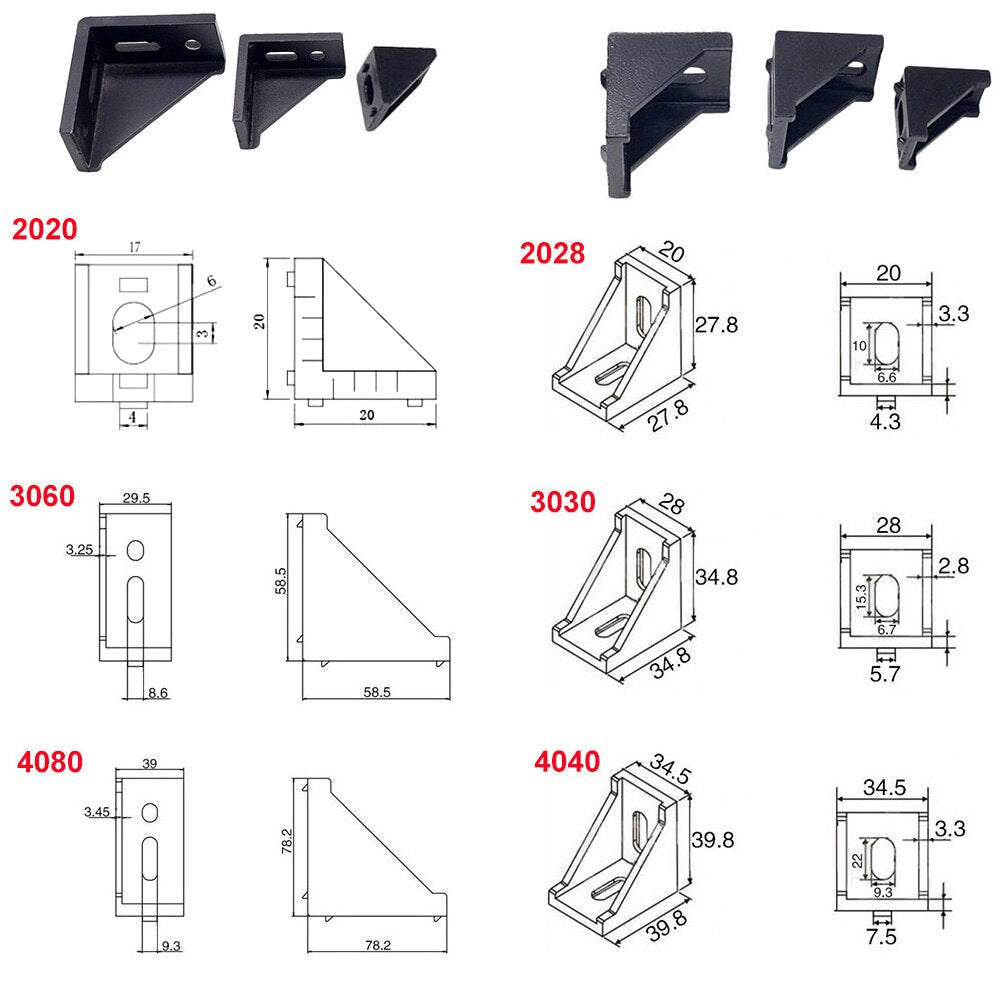 90 Degree 30 series Cast Aluminium Corner Brackets 3060 – Extrusion and CNC